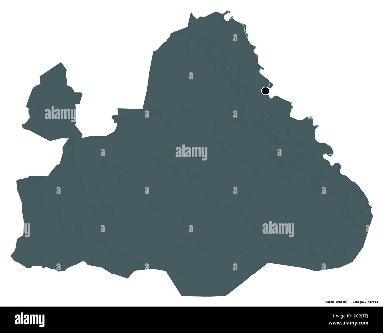 Shape of Matam, region of Senegal, with its capital isolated on white ...