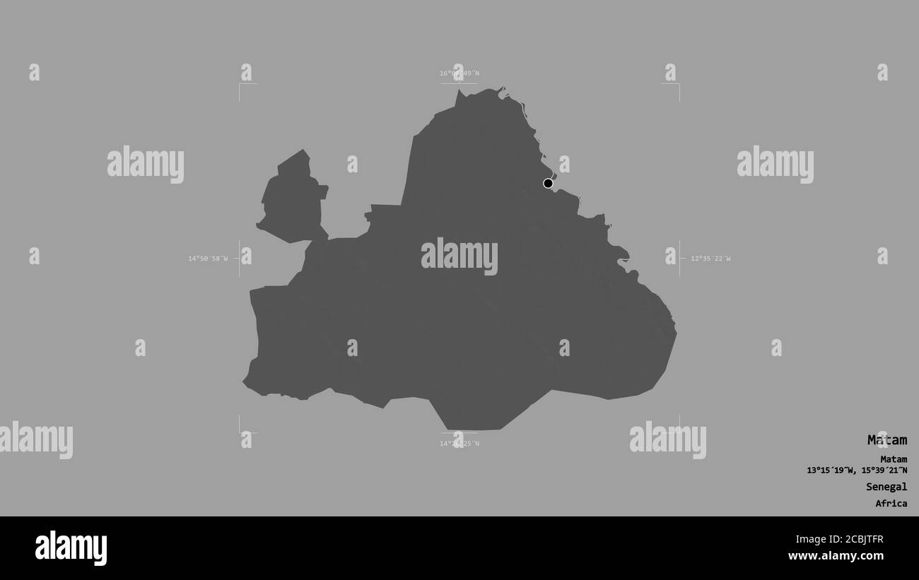Area of Matam, region of Senegal, isolated on a solid background in a ...
