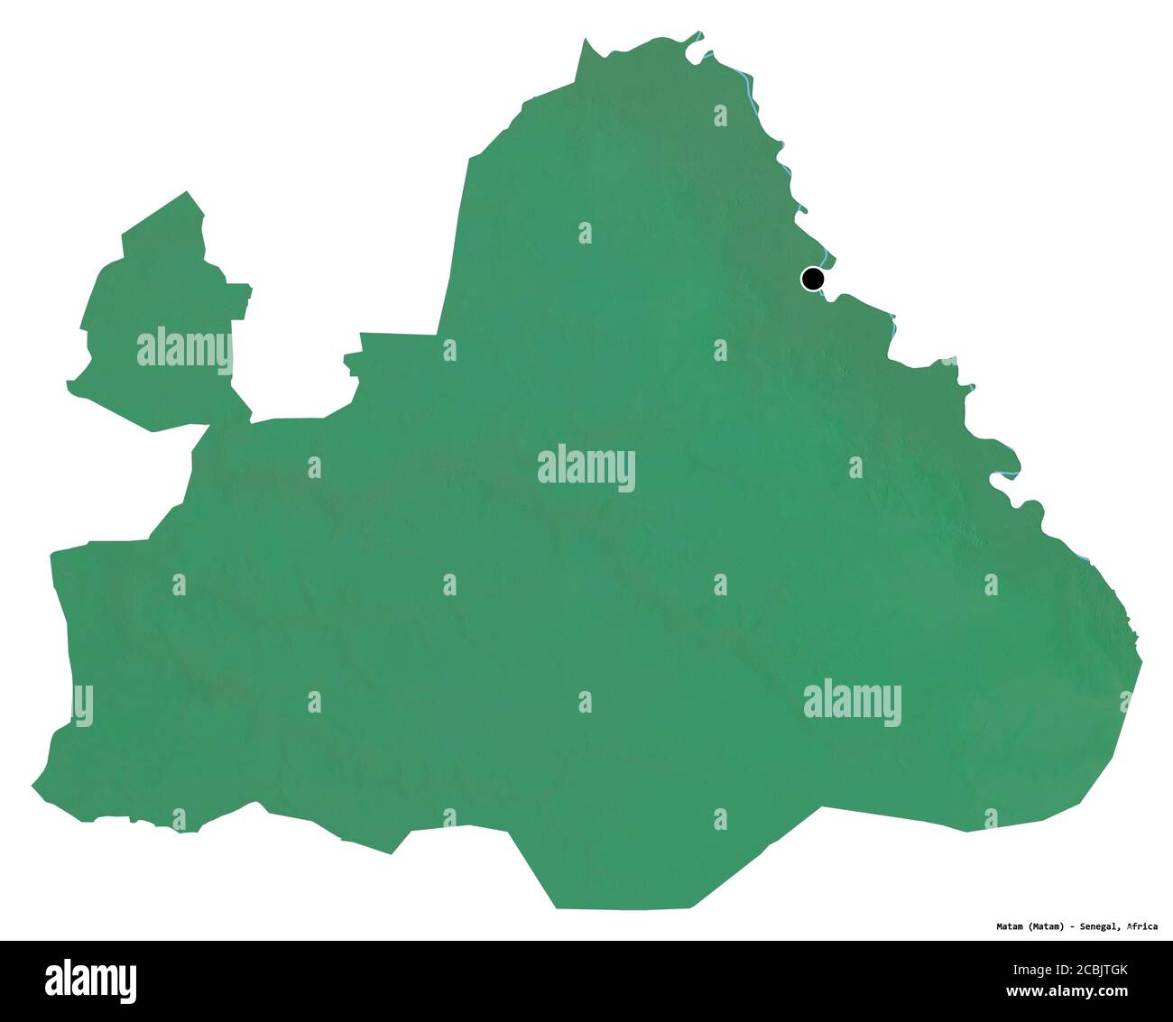 Shape of Matam, region of Senegal, with its capital isolated on white ...