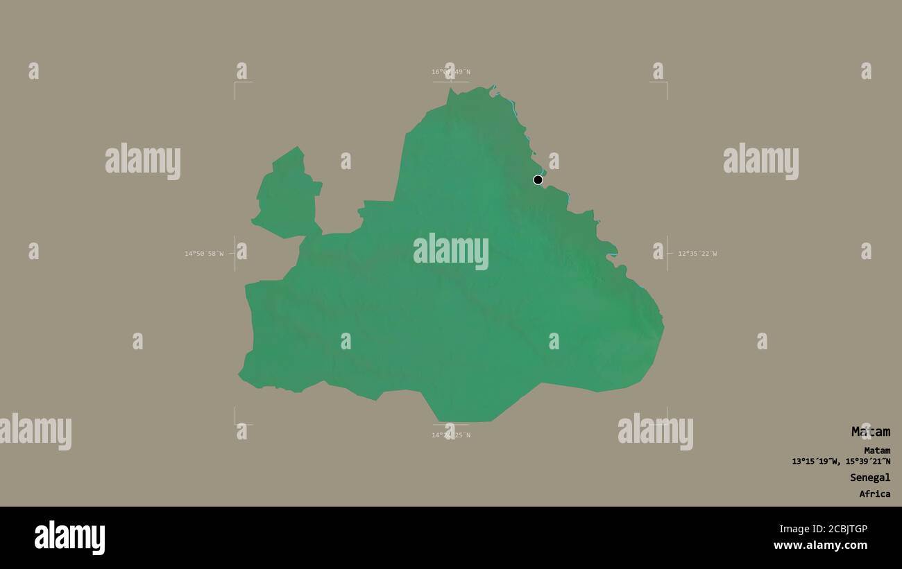Area of Matam, region of Senegal, isolated on a solid background in a ...