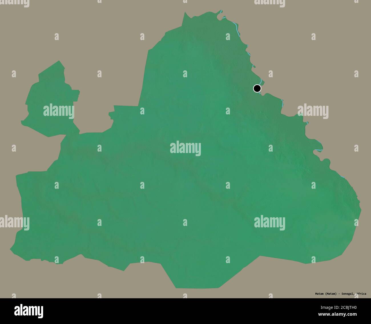 Shape of Matam, region of Senegal, with its capital isolated on a solid ...
