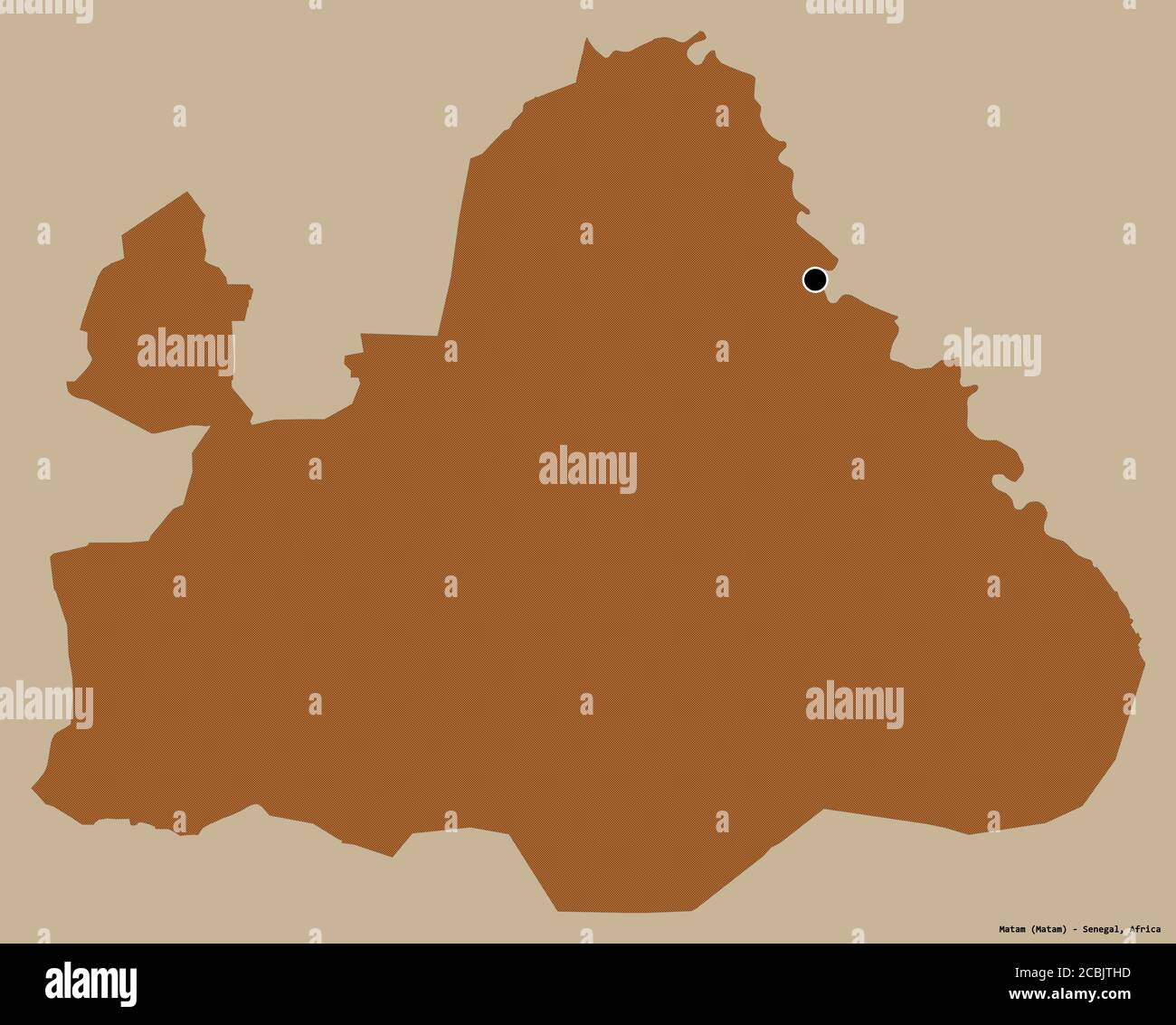 Shape of Matam, region of Senegal, with its capital isolated on a solid ...