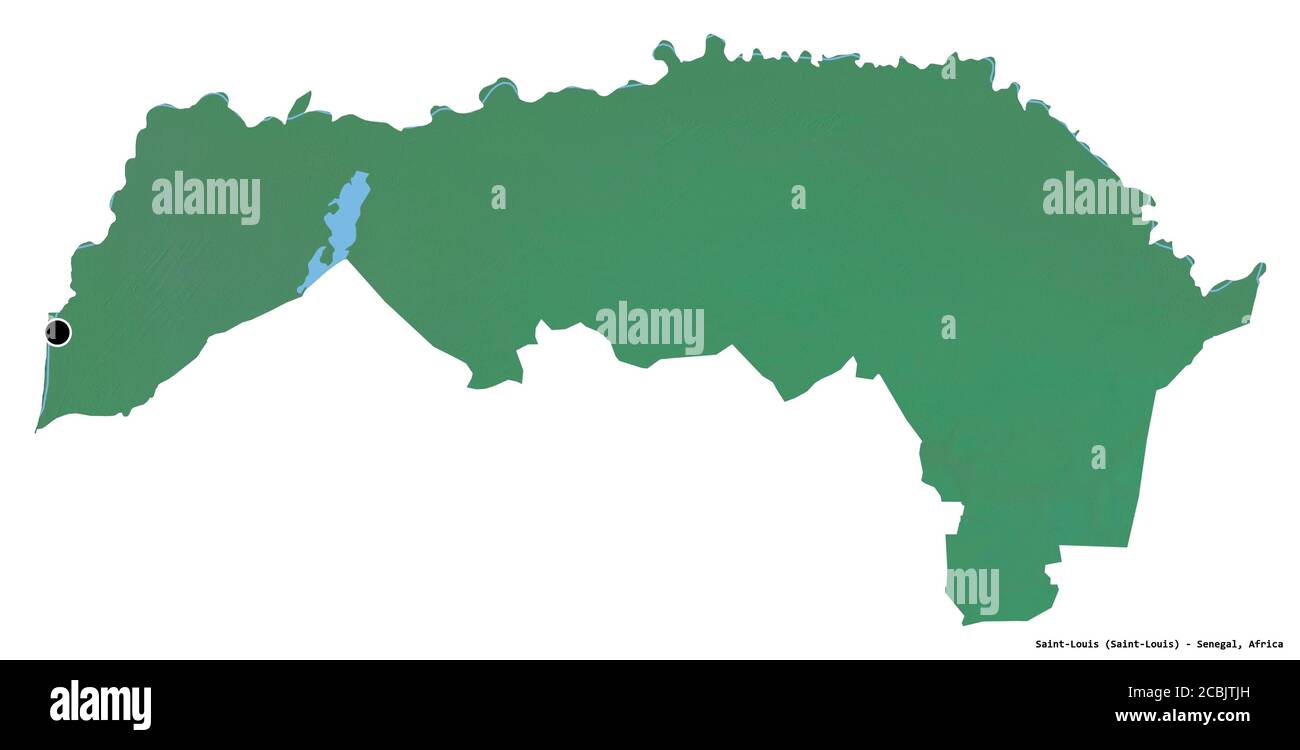 Shape of Saint-Louis, region of Senegal, with its capital isolated on ...