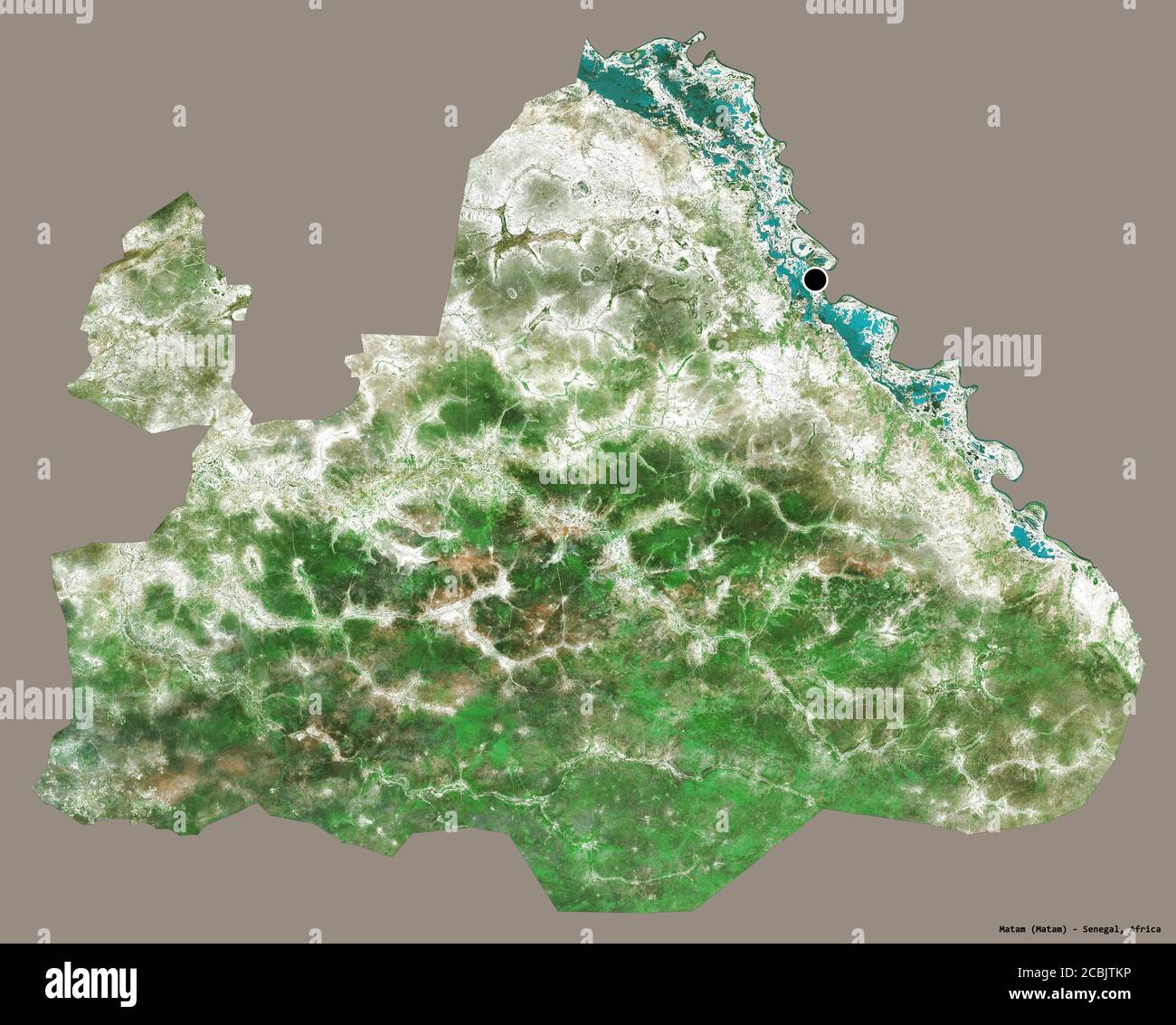 Shape of Matam, region of Senegal, with its capital isolated on a solid ...