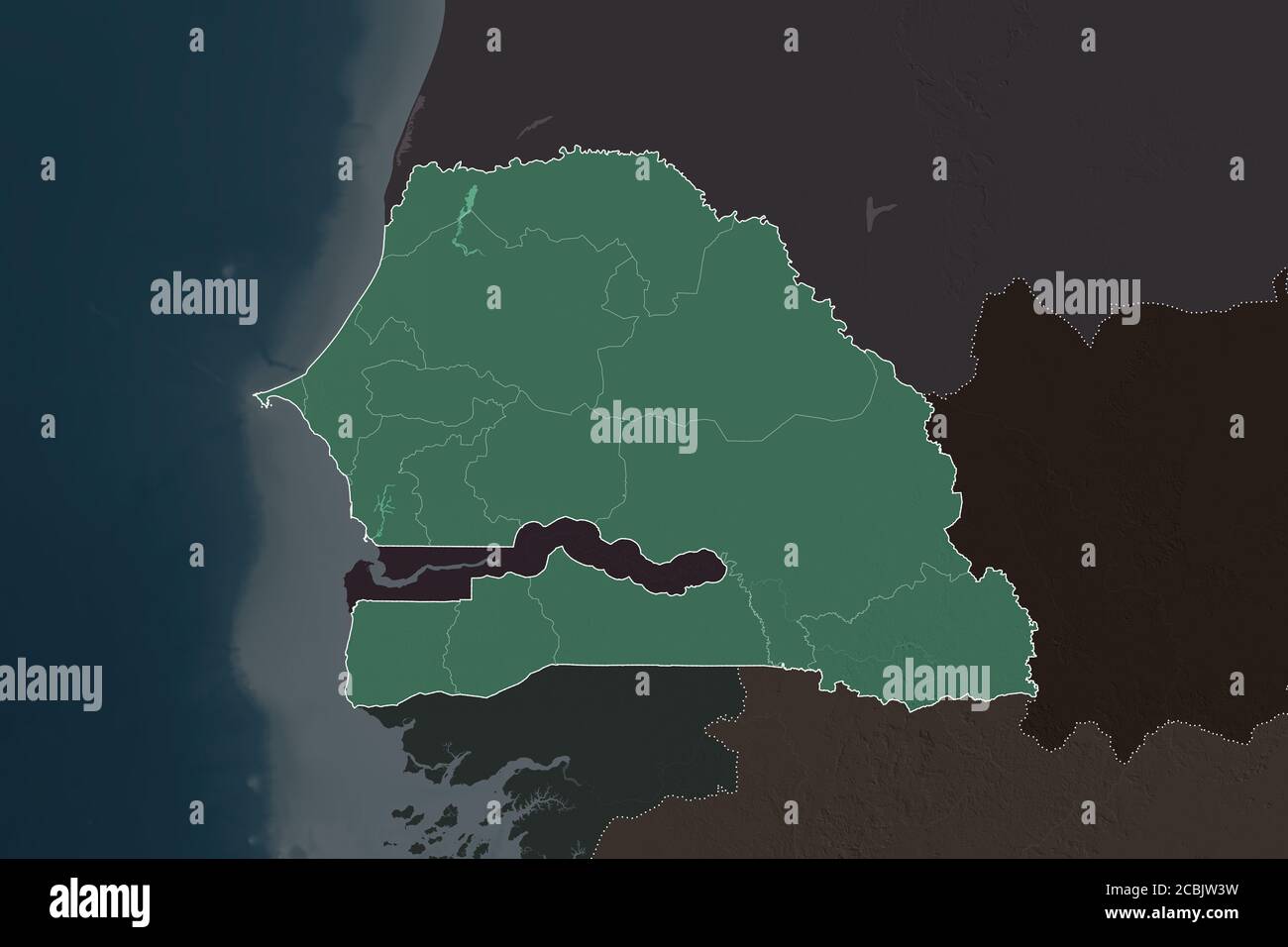 Shape of Senegal separated by the desaturation of neighboring areas ...
