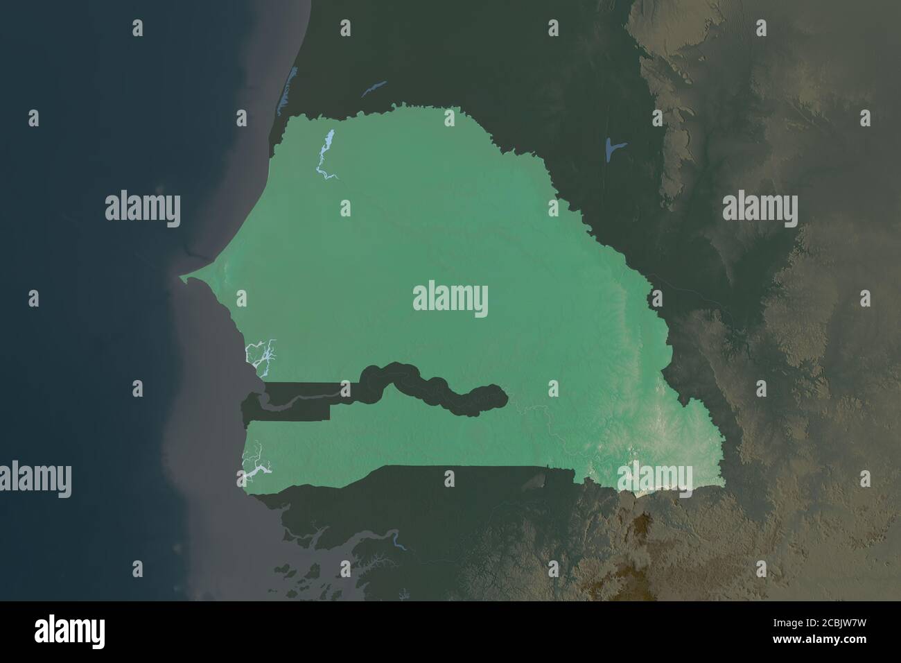 Shape of Senegal separated by the desaturation of neighboring areas ...