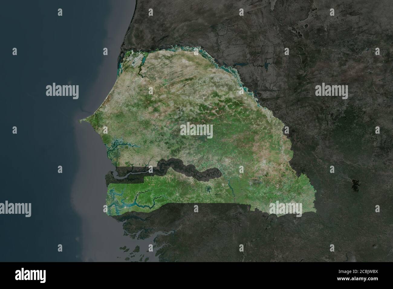 Shape of Senegal separated by the desaturation of neighboring areas ...