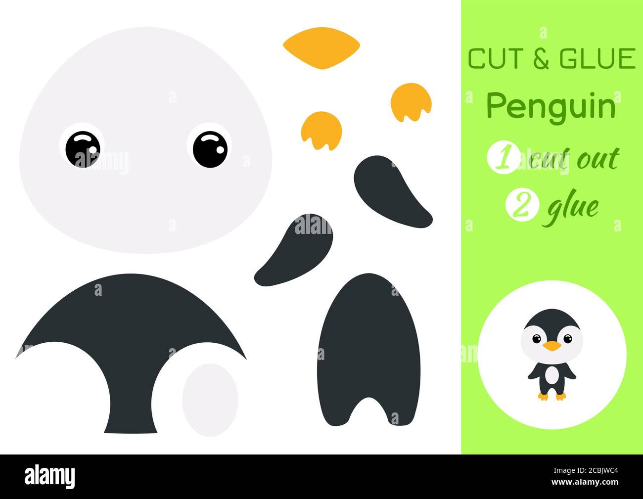 Cut and glue baby penguin. Education developing worksheet. Color paper ...