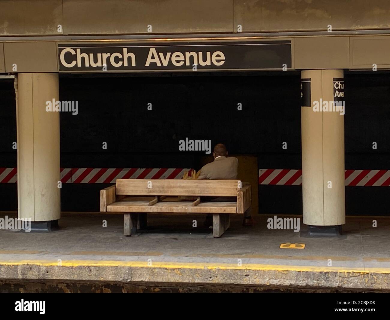 Man waitng for the Q train at Church Avenue in Brooklyn, New York Stock ...