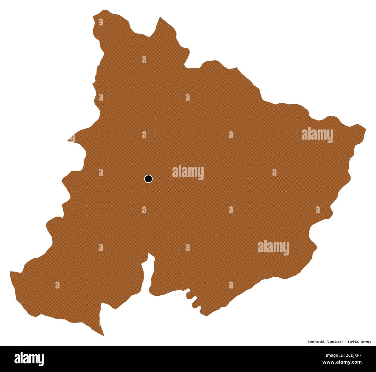 Shape of Pomoravski, district of Serbia, with its capital isolated on ...