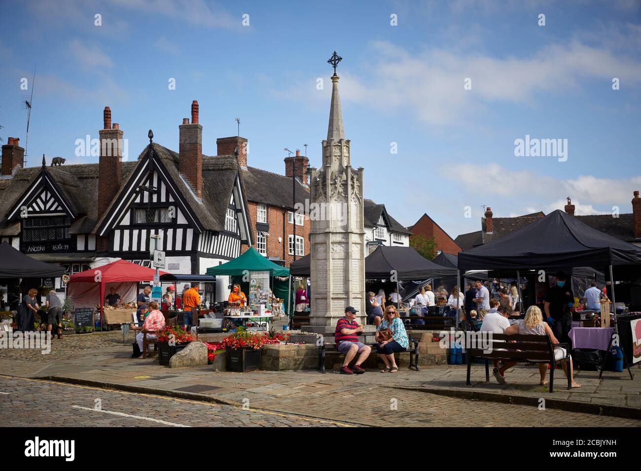 Sandbach market town in Cheshire modern market in the old market square ...