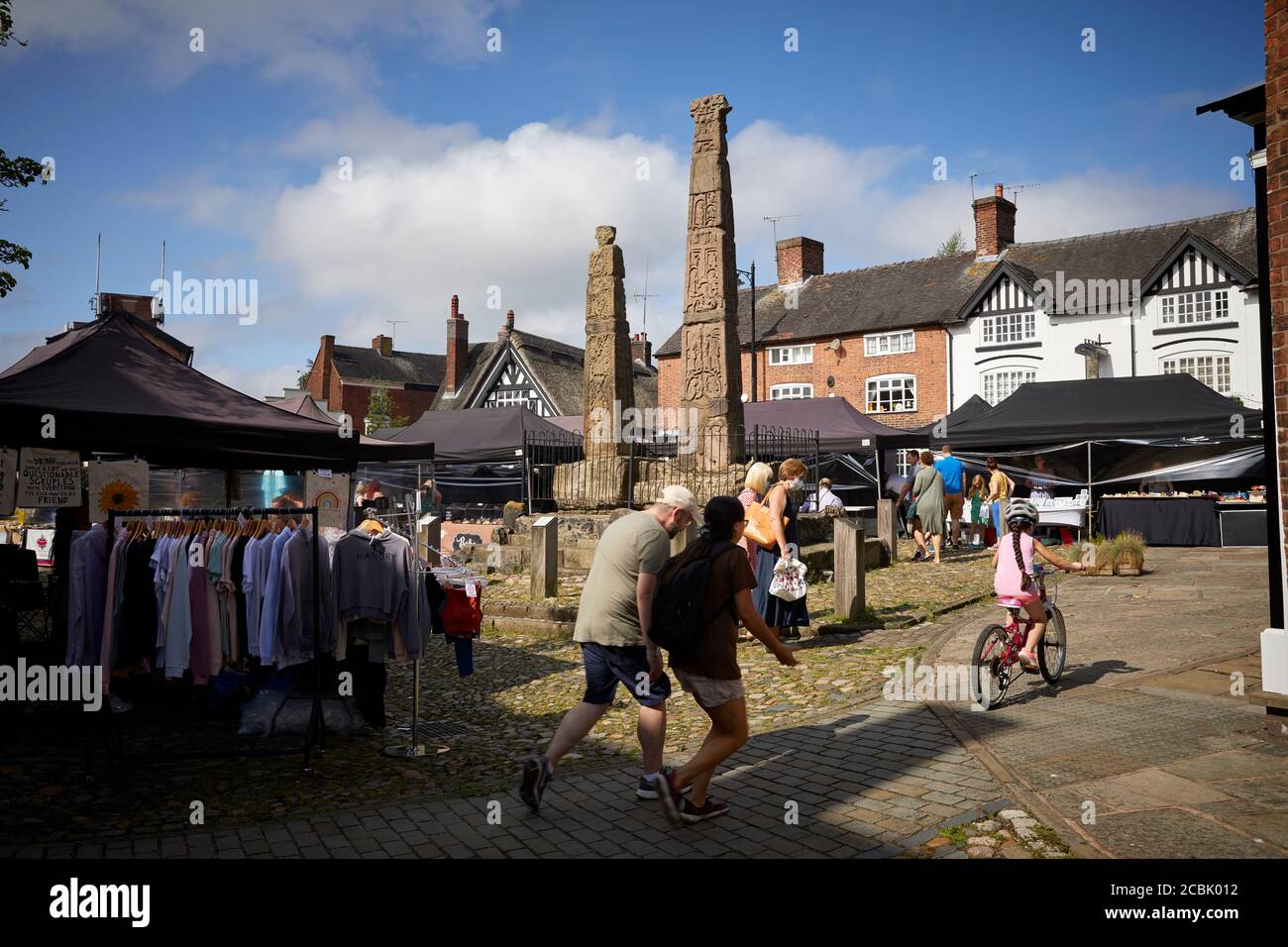 Sandbach market town in Cheshire modern market in the old market square ...