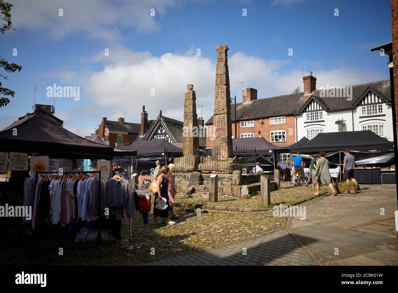 Sandbach market town in Cheshire modern market in the old market square ...