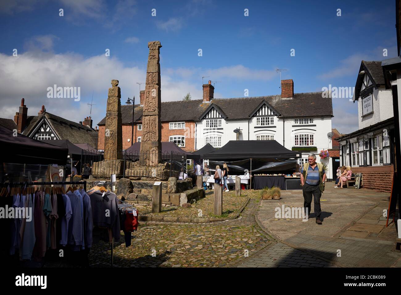 Sandbach market town in Cheshire modern market in the old market square ...