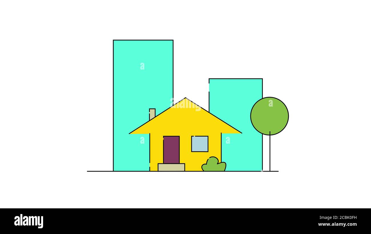 Concept of construction flat style house, isolated on white background ...