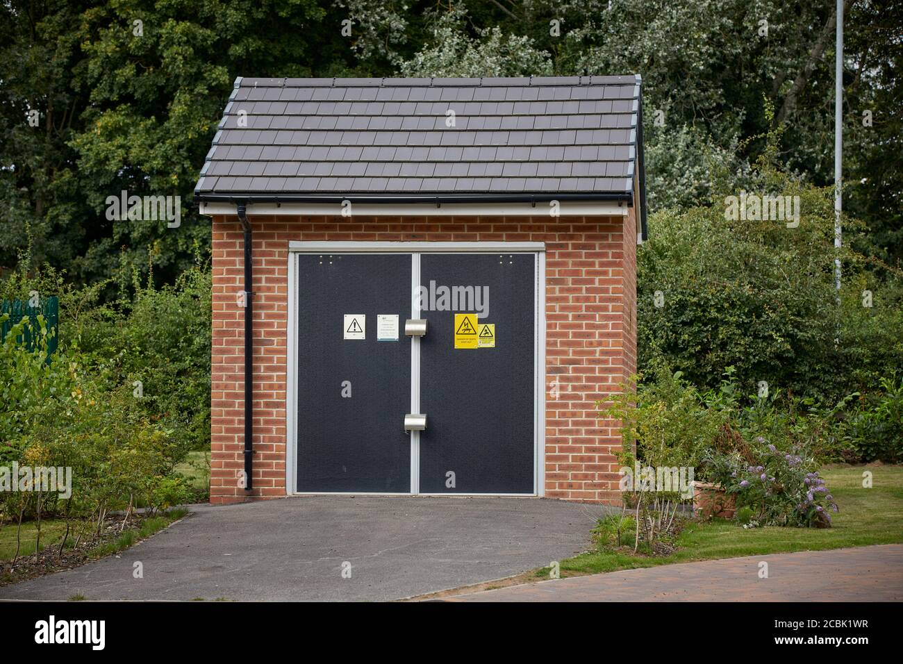 Modern new build sub station on a modern housing estate Stock Photo - Alamy