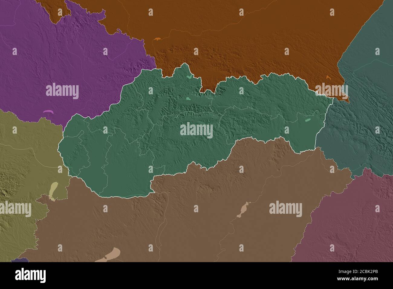 Extended area of Slovakia with country outline, international and ...