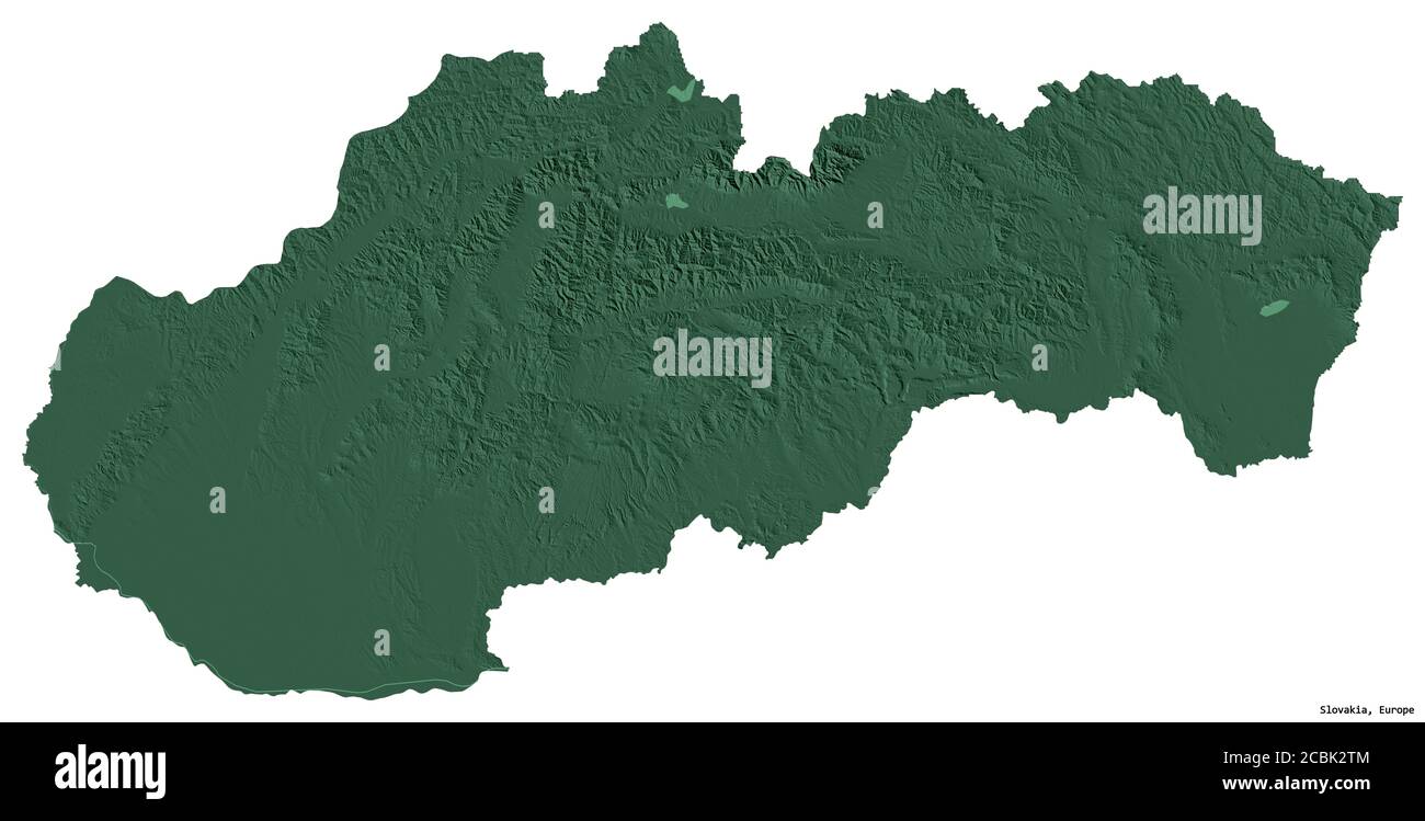 Shape of Slovakia with its capital isolated on white background ...