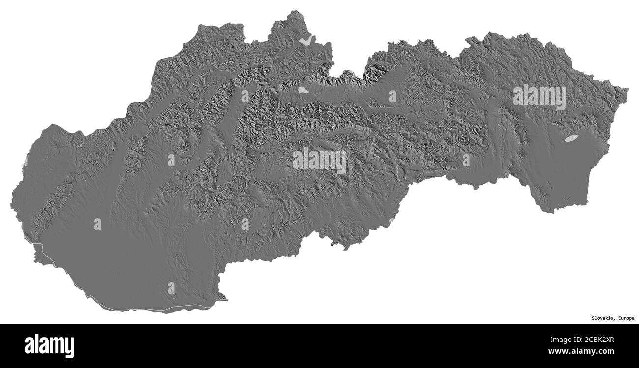 Shape of Slovakia with its capital isolated on white background ...