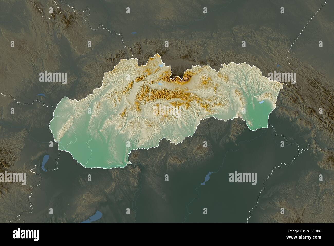 Shape of Slovakia separated by the desaturation of neighboring areas ...