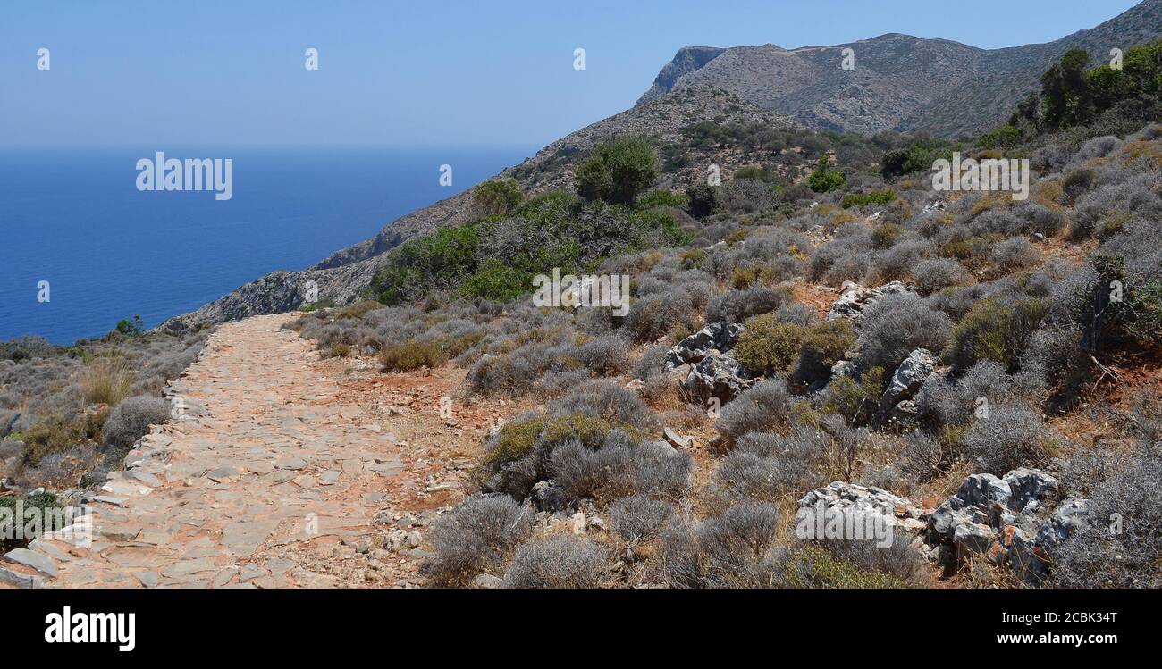 Landscape view at the top of the Katholiko Gorge hike, Akrotiri, Crete ...