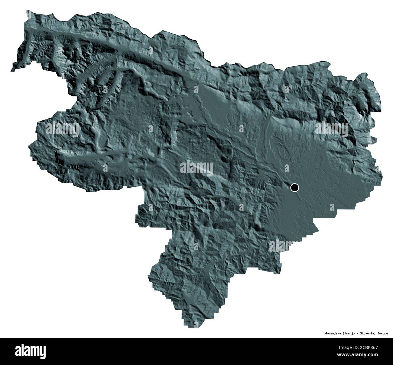 Shape of Gorenjska, statistical region of Slovenia, with its capital ...