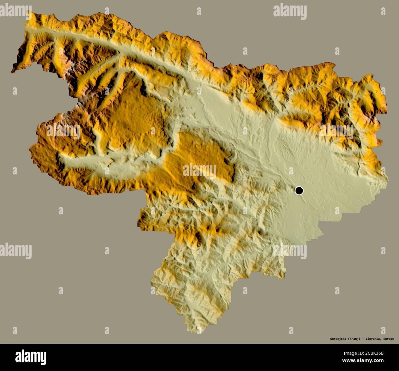Shape of Gorenjska, statistical region of Slovenia, with its capital ...