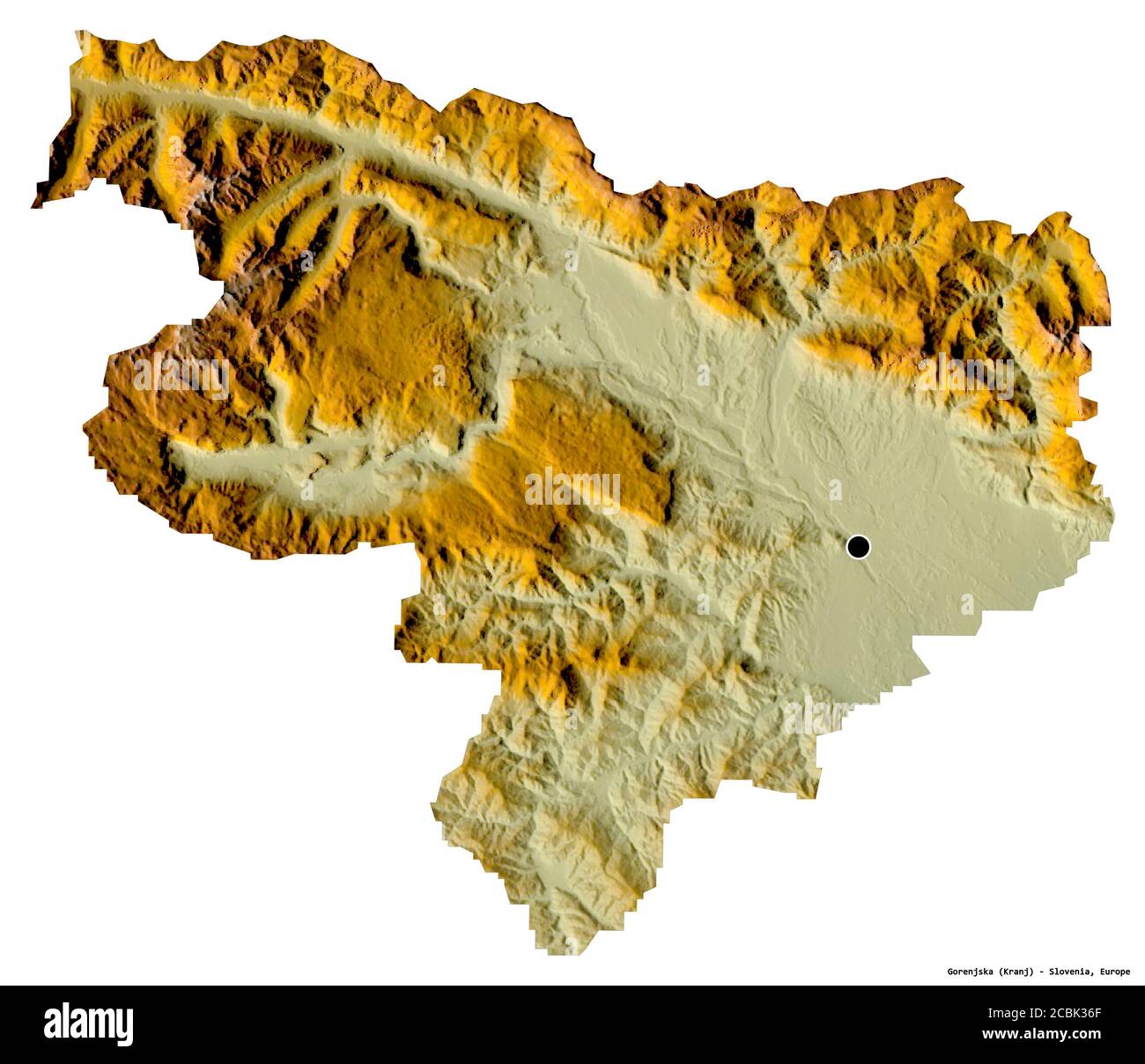 Shape of Gorenjska, statistical region of Slovenia, with its capital ...