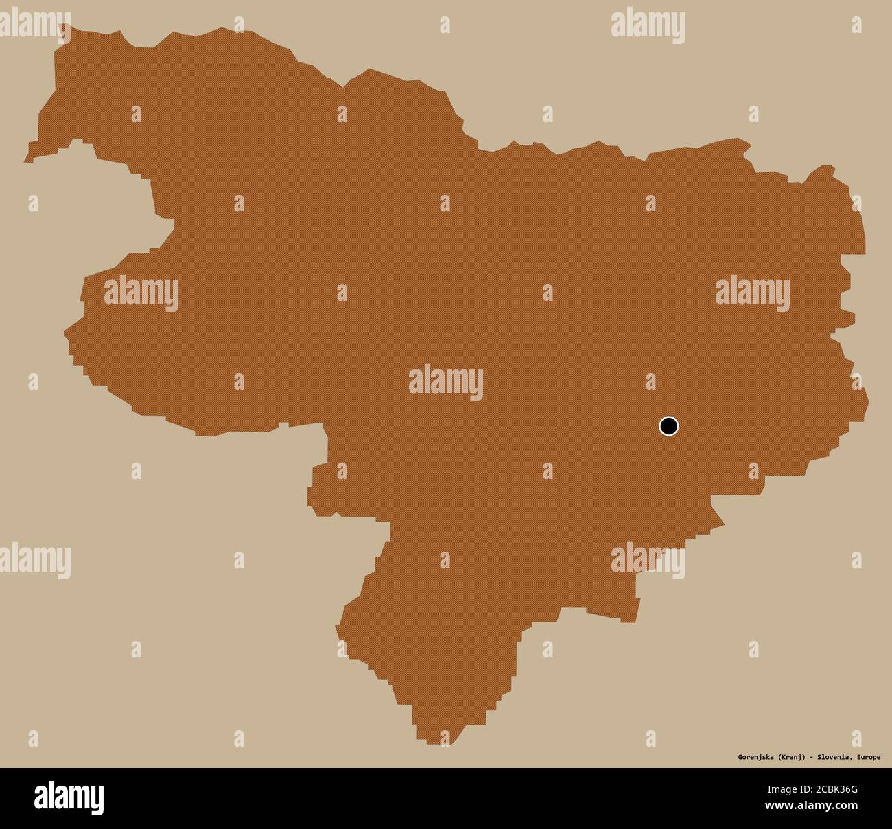 Shape of Gorenjska, statistical region of Slovenia, with its capital ...