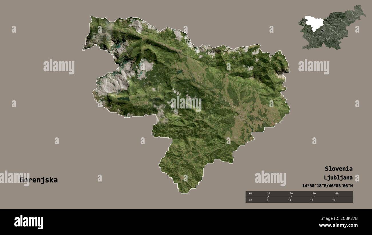 Shape of Gorenjska, statistical region of Slovenia, with its capital ...
