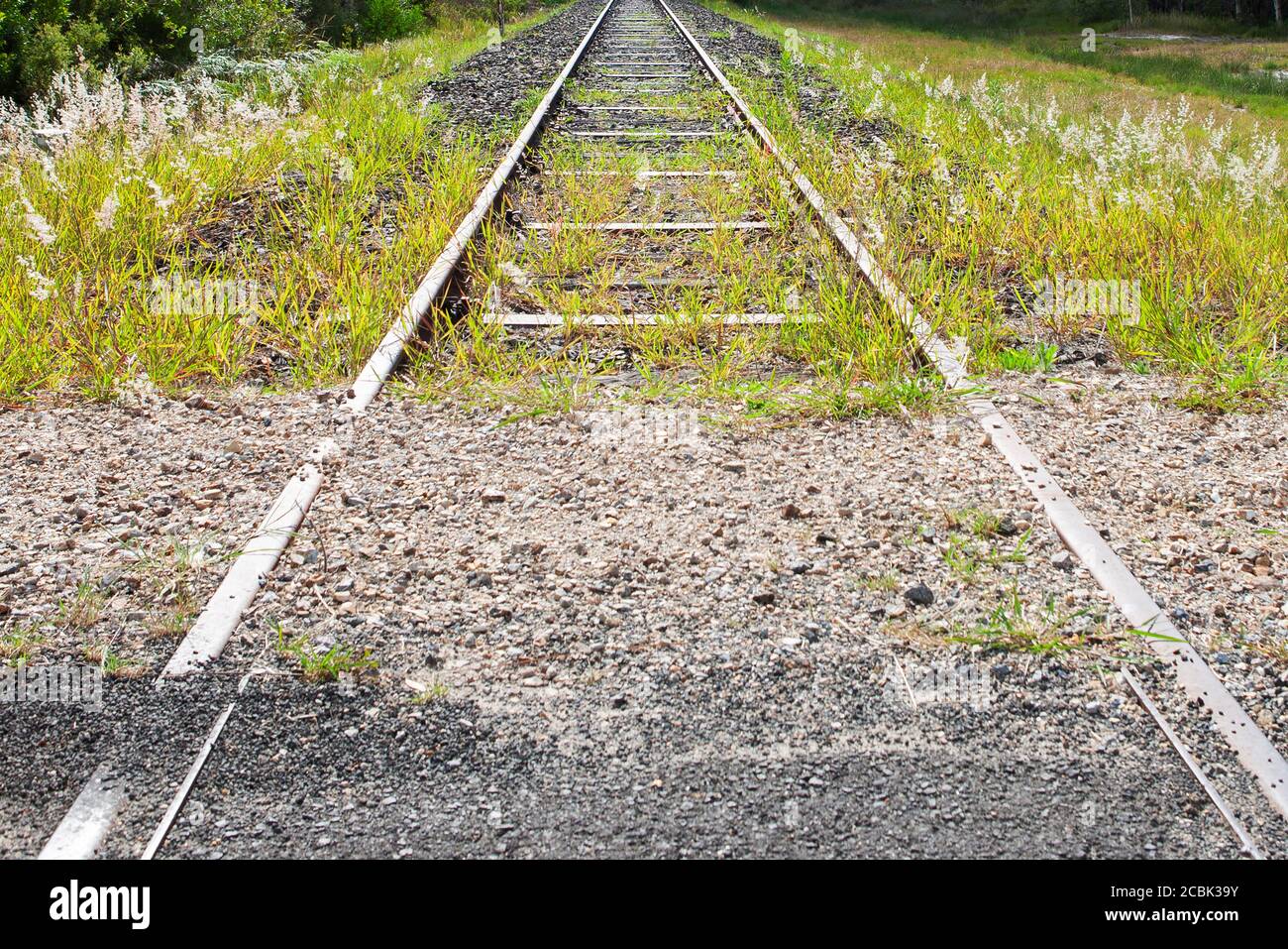 An old abandoned railway. Old rails in landscape Stock Photo - Alamy