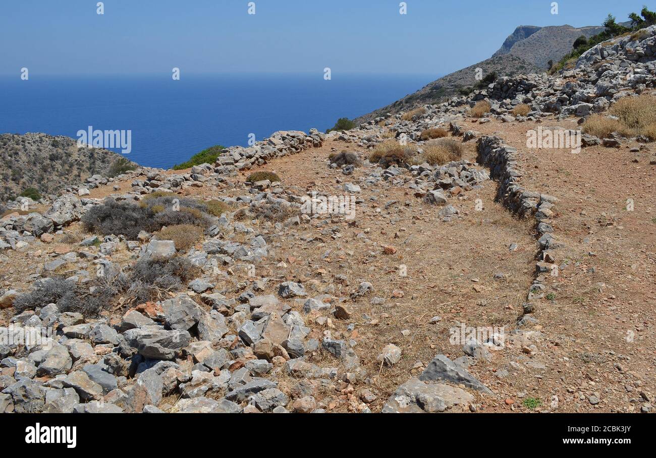 Landscape view at the top of the Katholiko Gorge hike, Akrotiri, Crete ...
