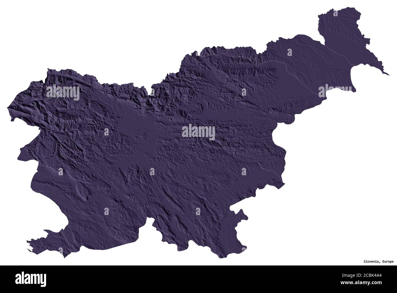 Shape of Slovenia with its capital isolated on white background ...