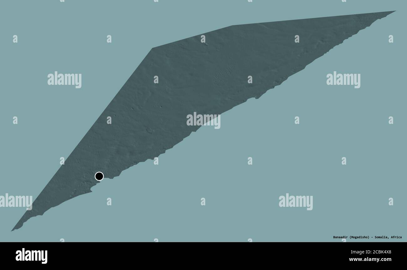 Shape of Banaadir, region of Somalia, with its capital isolated on a ...