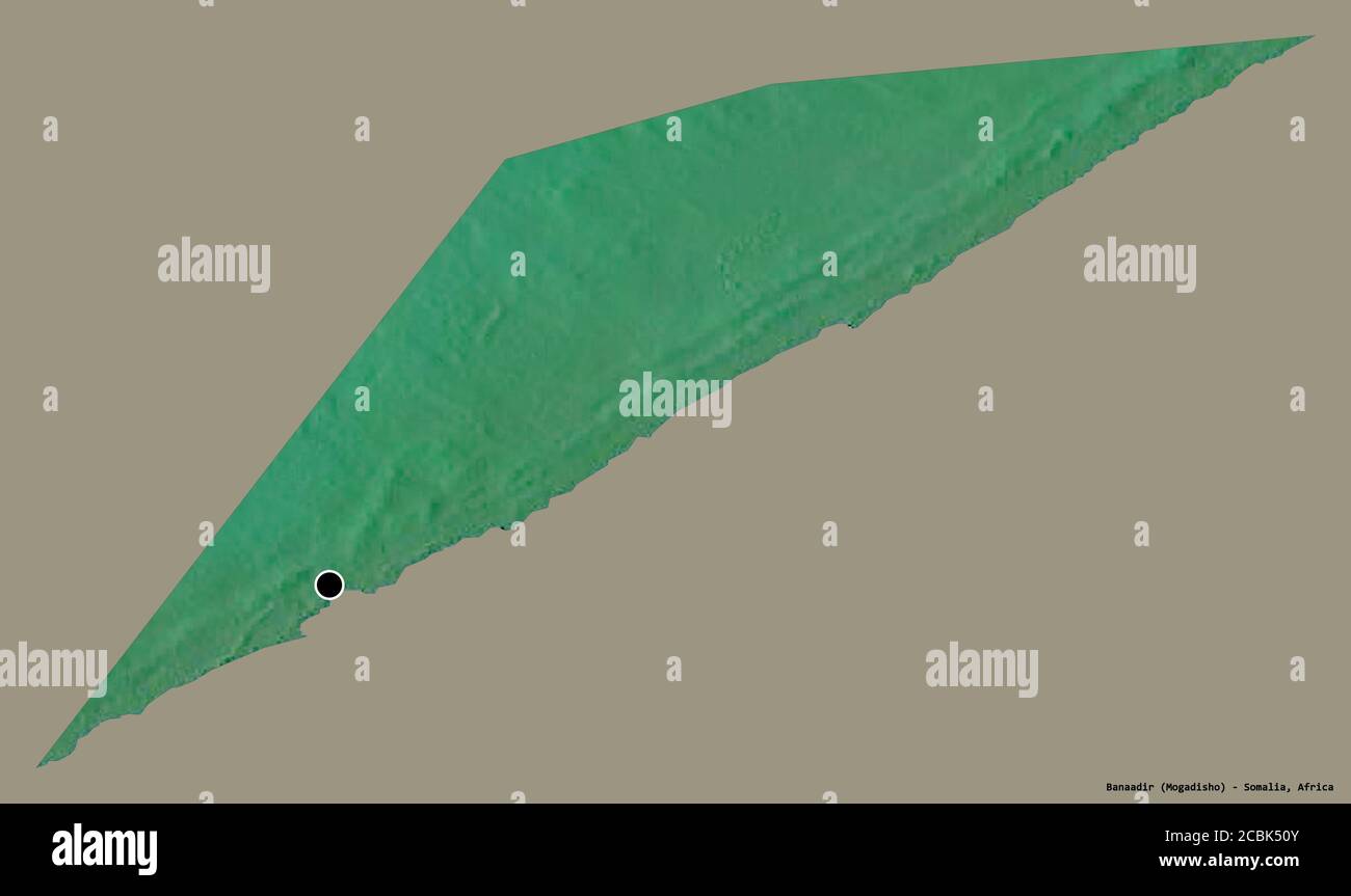 Shape of Banaadir, region of Somalia, with its capital isolated on a ...