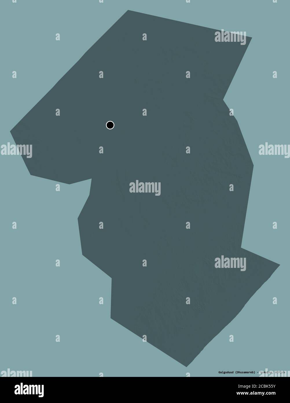 Shape of Galguduud, region of Somalia, with its capital isolated on a ...