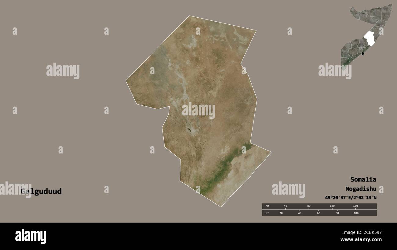 Shape of Galguduud, region of Somalia, with its capital isolated on ...