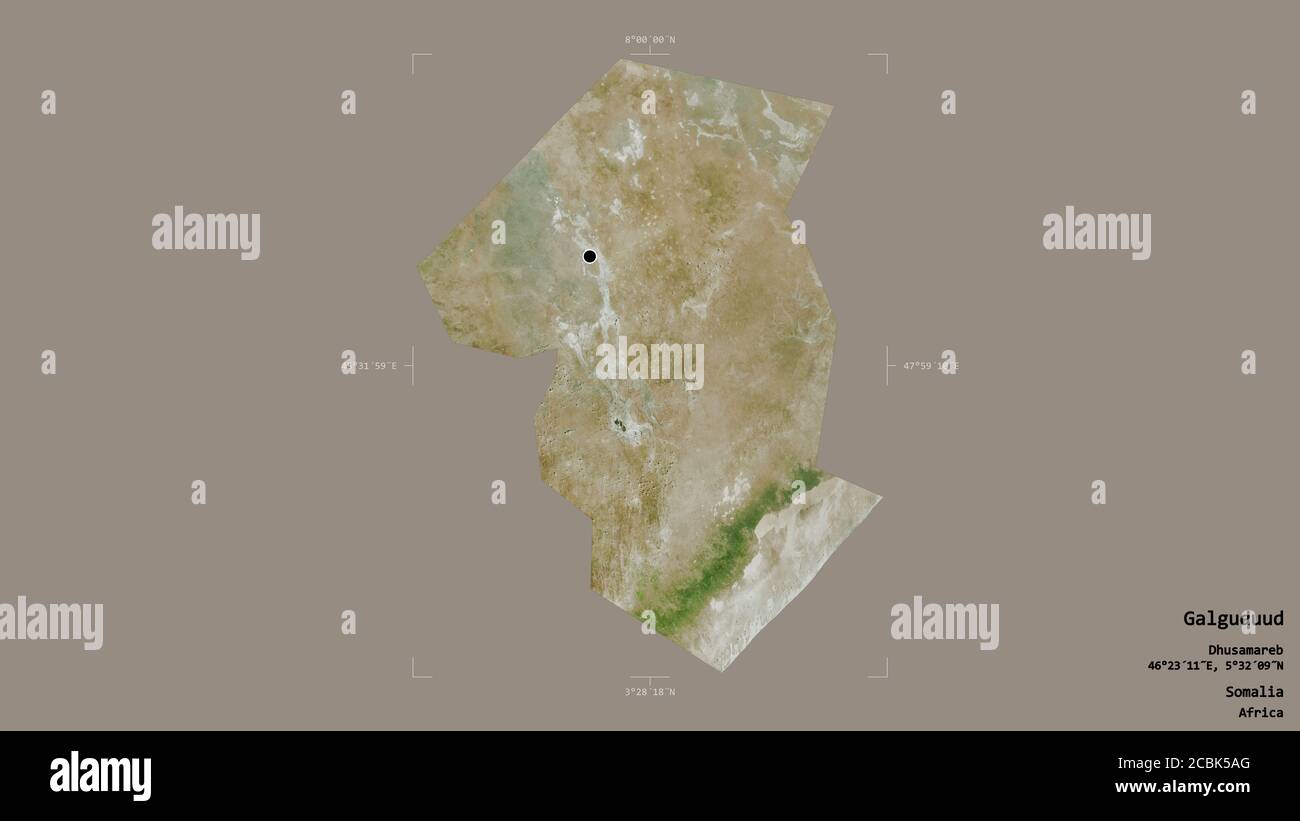 Area of Galguduud, region of Somalia, isolated on a solid background in ...