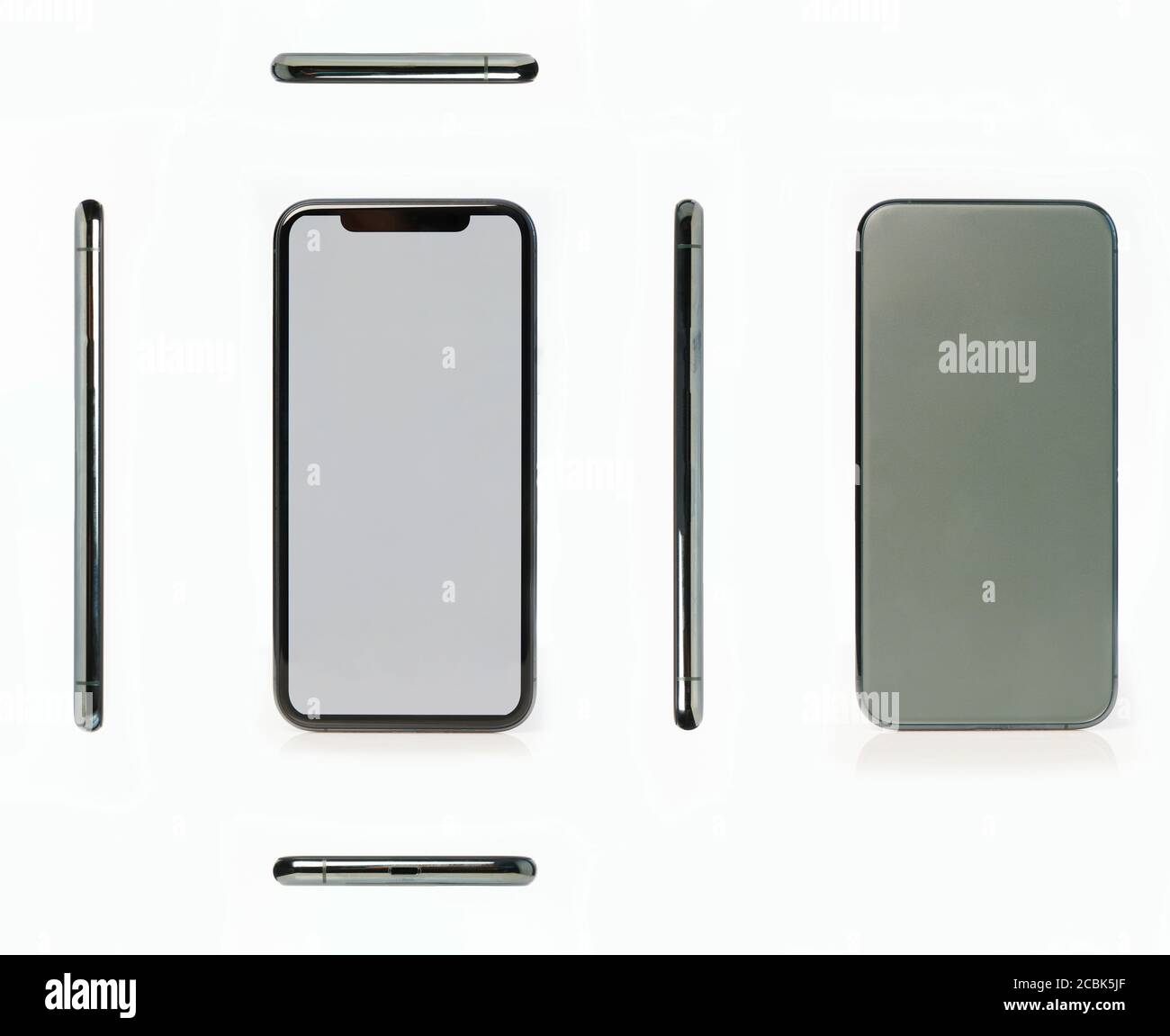 Different views of modern smartphone isometric isolated on white ...