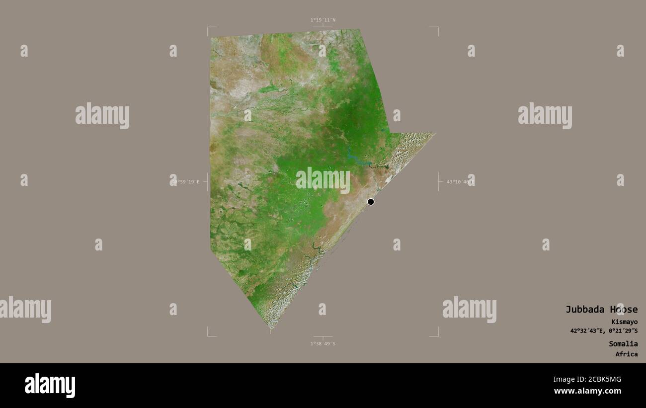 Area of Jubbada Hoose, region of Somalia, isolated on a solid ...
