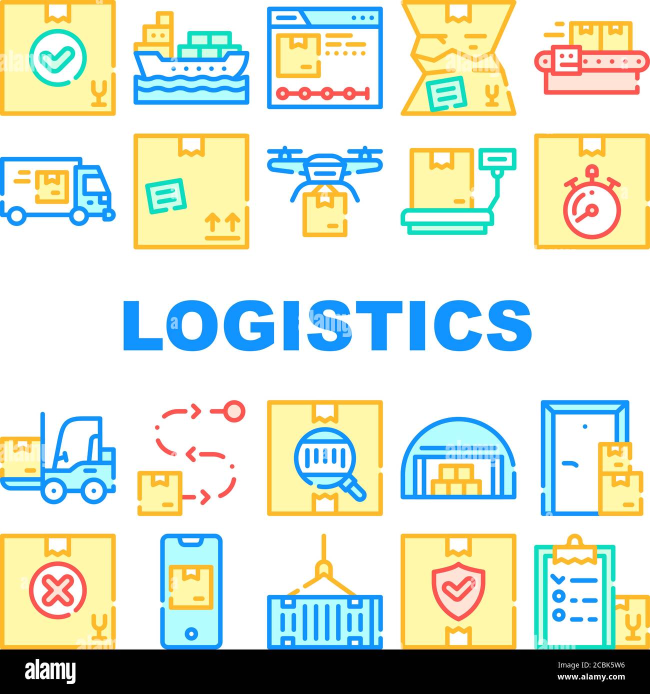 Logistics Service Collection Icons Set Vector Illustrations Stock ...