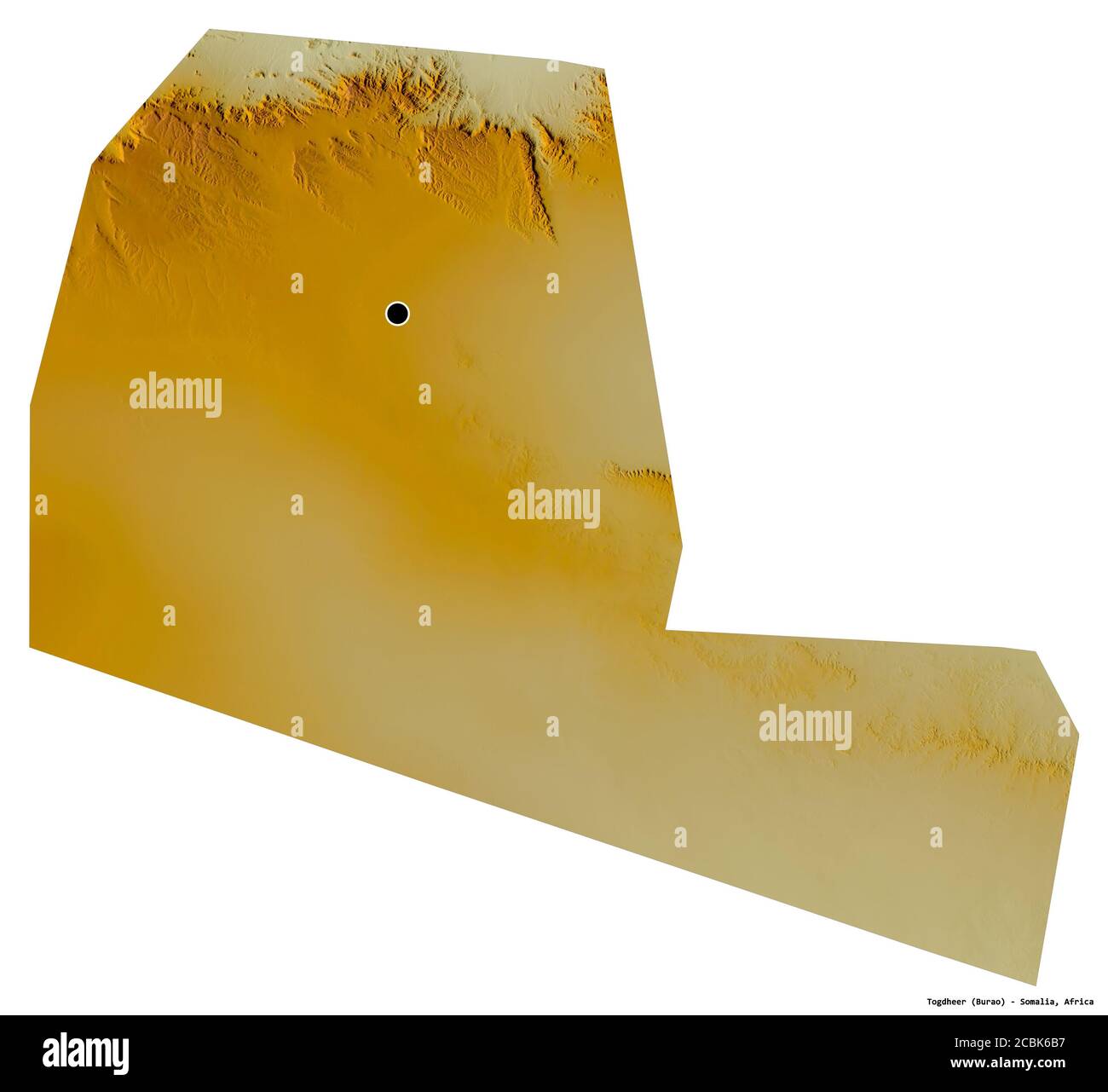 Shape of Togdheer, region of Somalia, with its capital isolated on ...