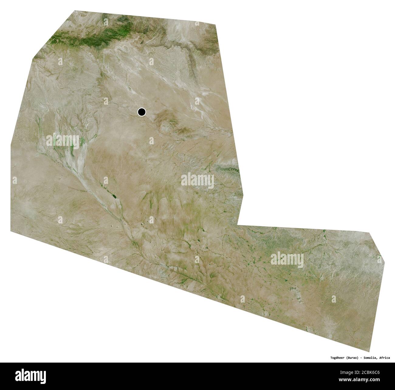 Shape of Togdheer, region of Somalia, with its capital isolated on ...
