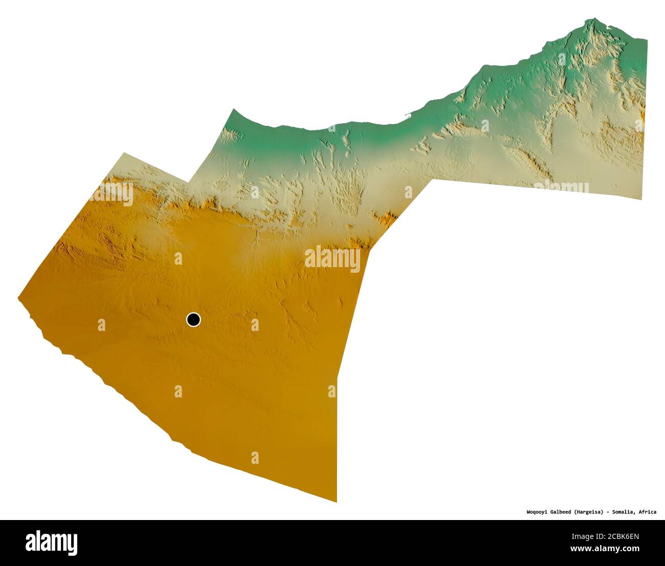 Shape of Woqooyi Galbeed, region of Somalia, with its capital isolated ...