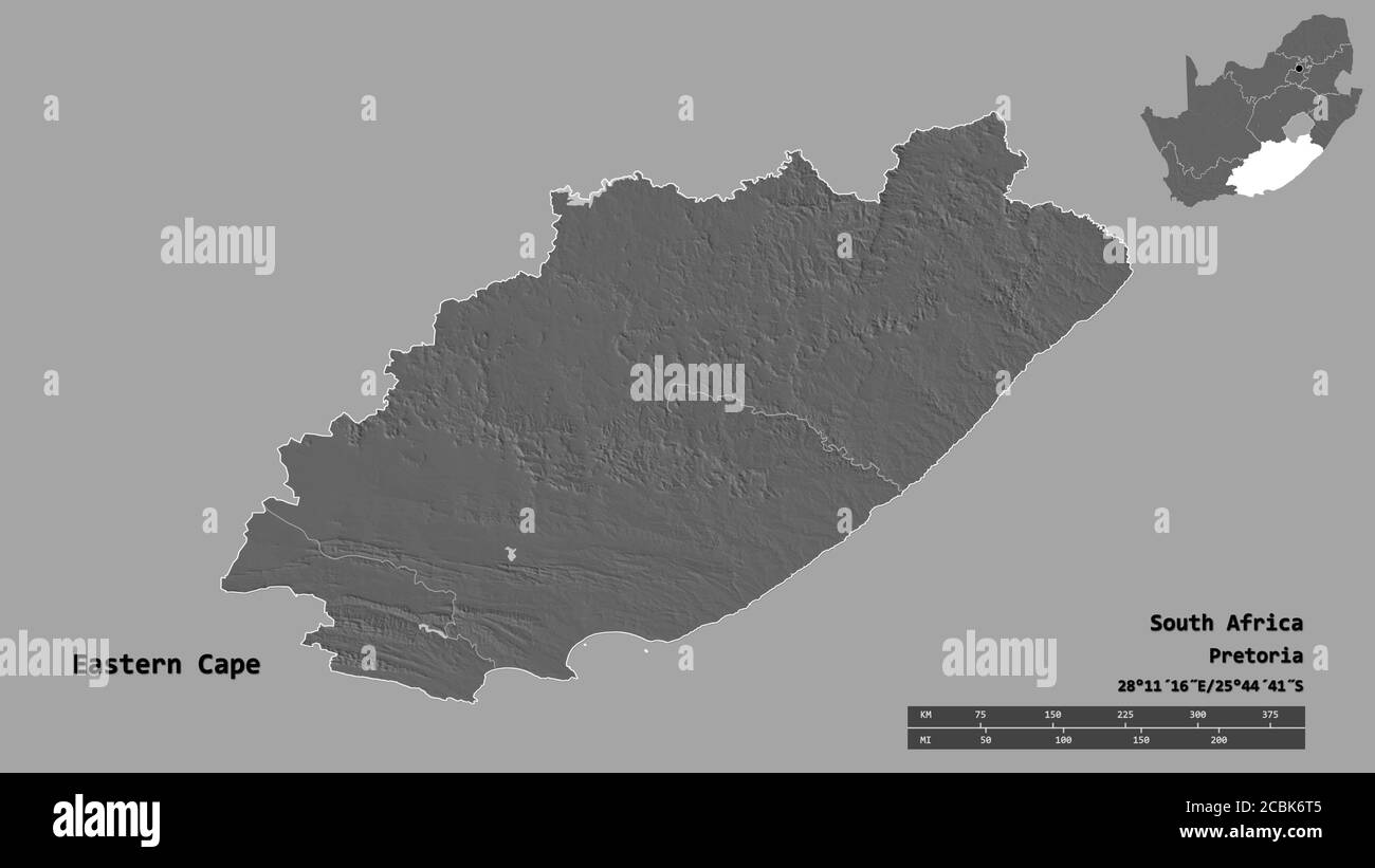 Map of south africa eastern cape Black and White Stock Photos & Images ...
