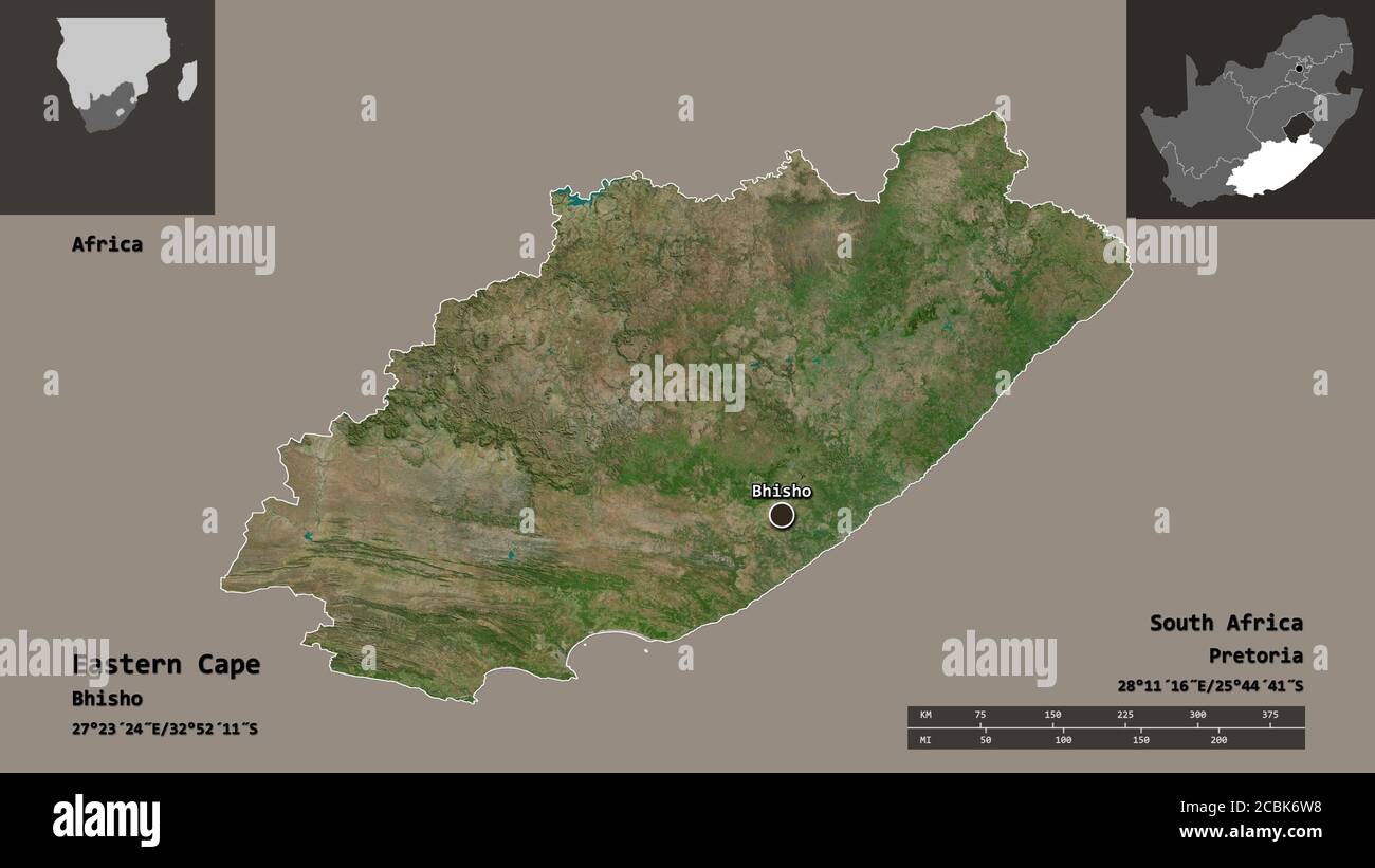 Shape of Eastern Cape, province of South Africa, and its capital ...