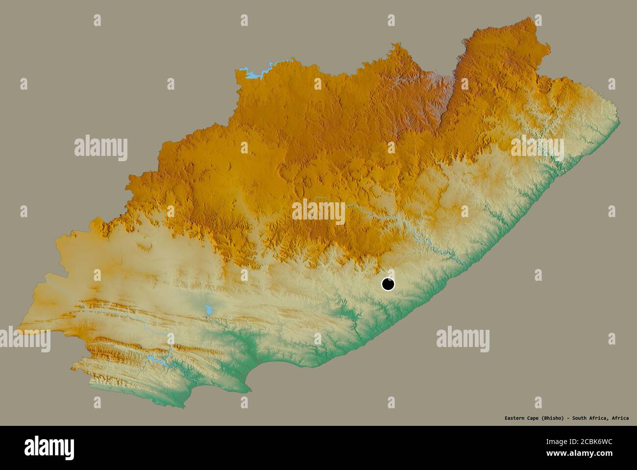 Shape of Eastern Cape, province of South Africa, with its capital ...