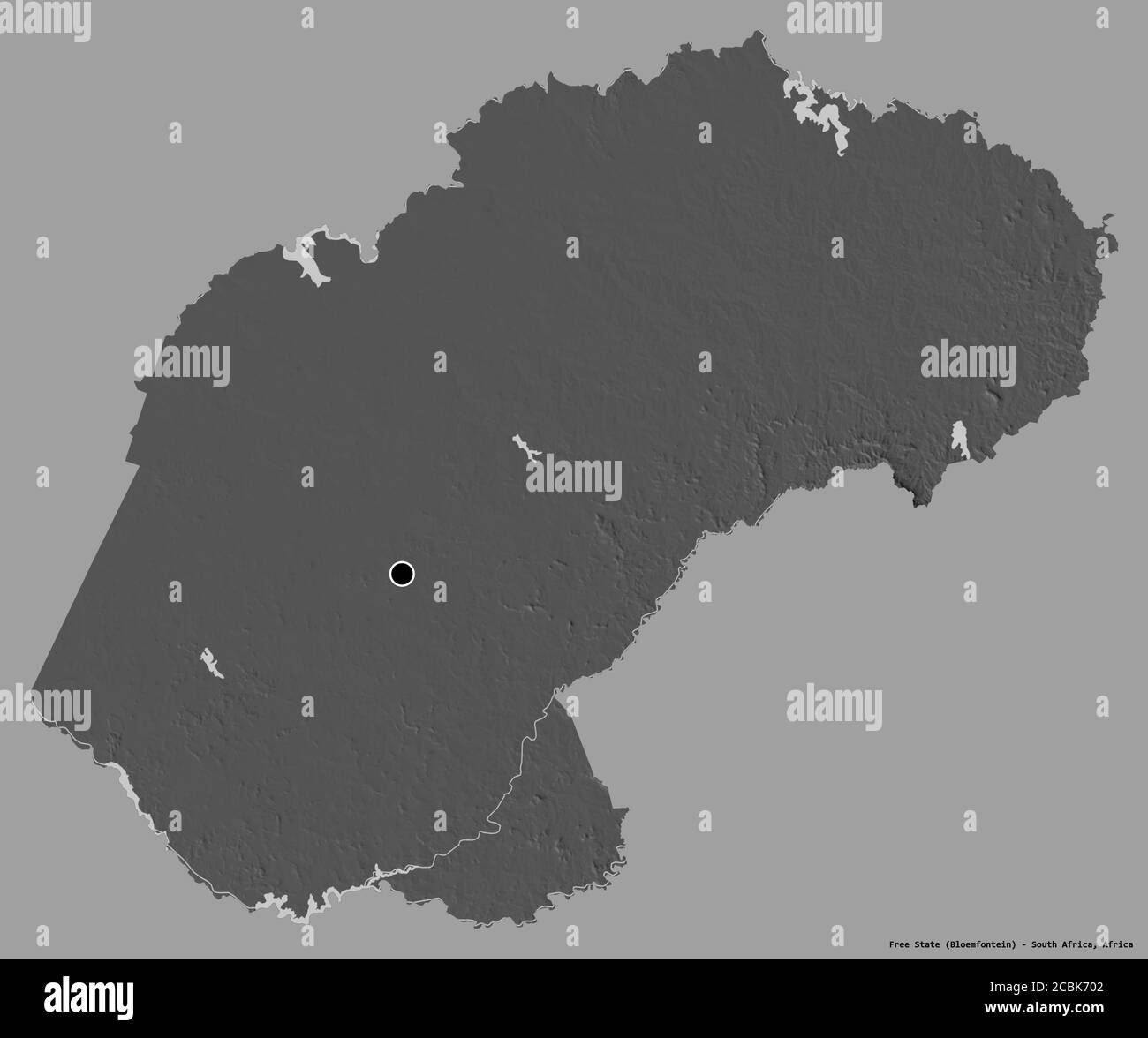 Shape of Free State, province of South Africa, with its capital ...