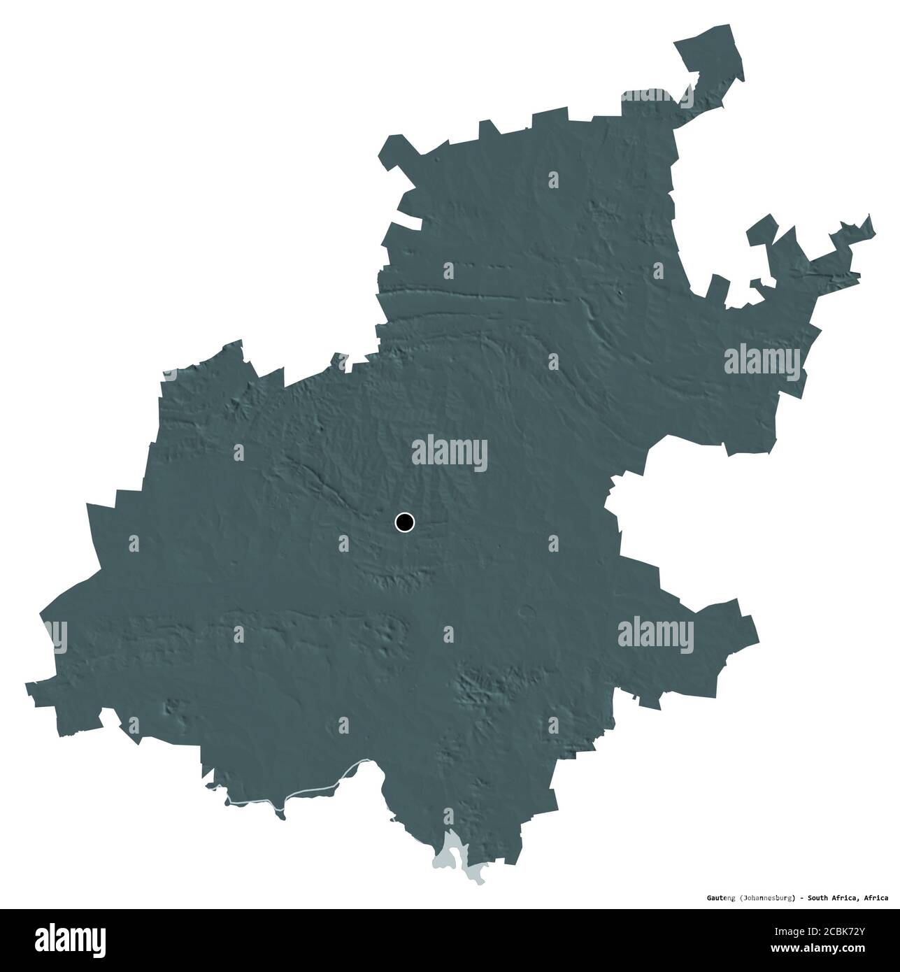 Shape of Gauteng, province of South Africa, with its capital isolated ...