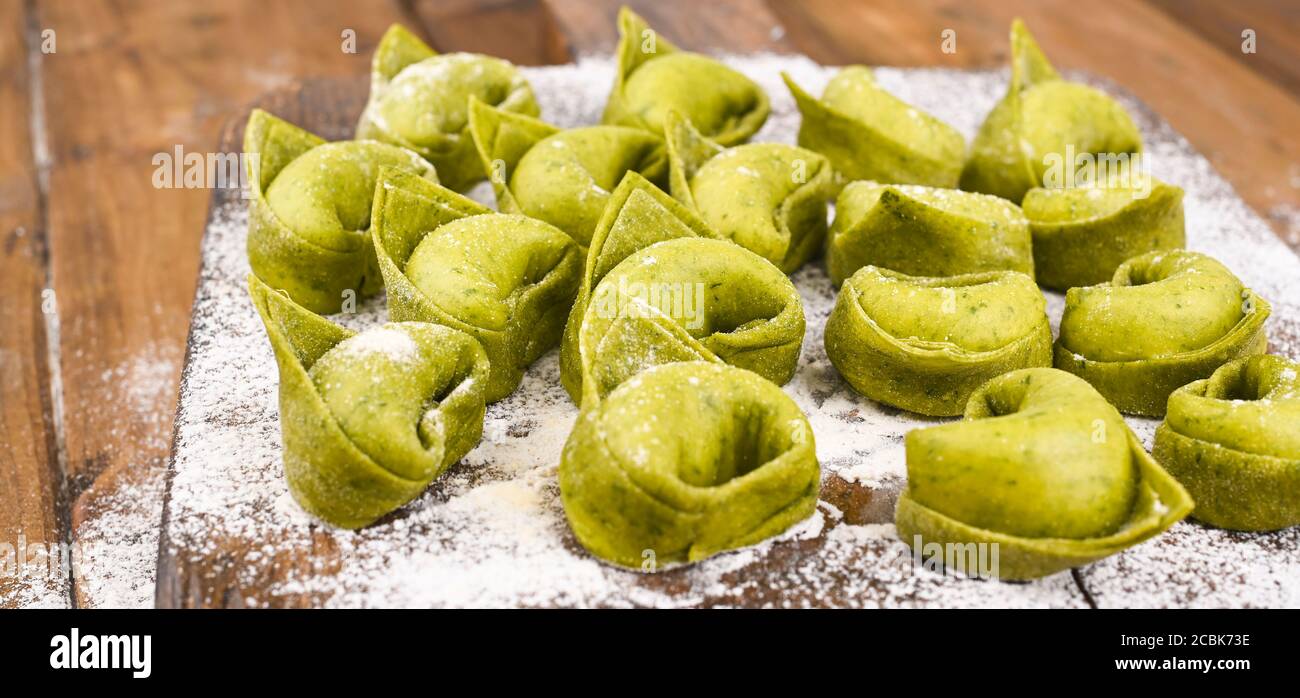 Tortellini e tortelloni typical dishes emilia italy. Food background ...